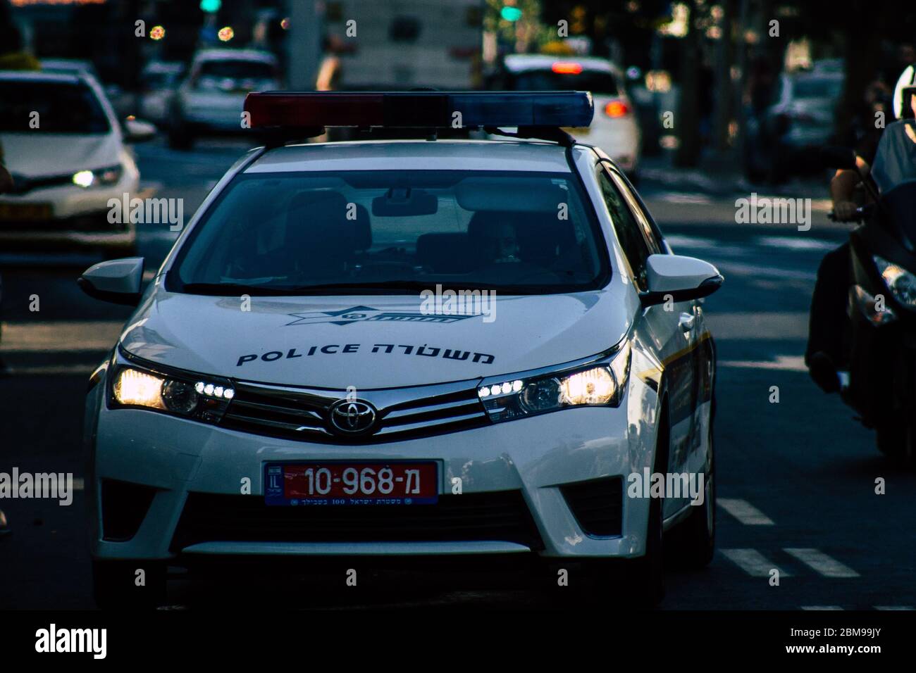 Tel Aviv Israel June 16, 2019 View of a Israeli police car rolling in ...