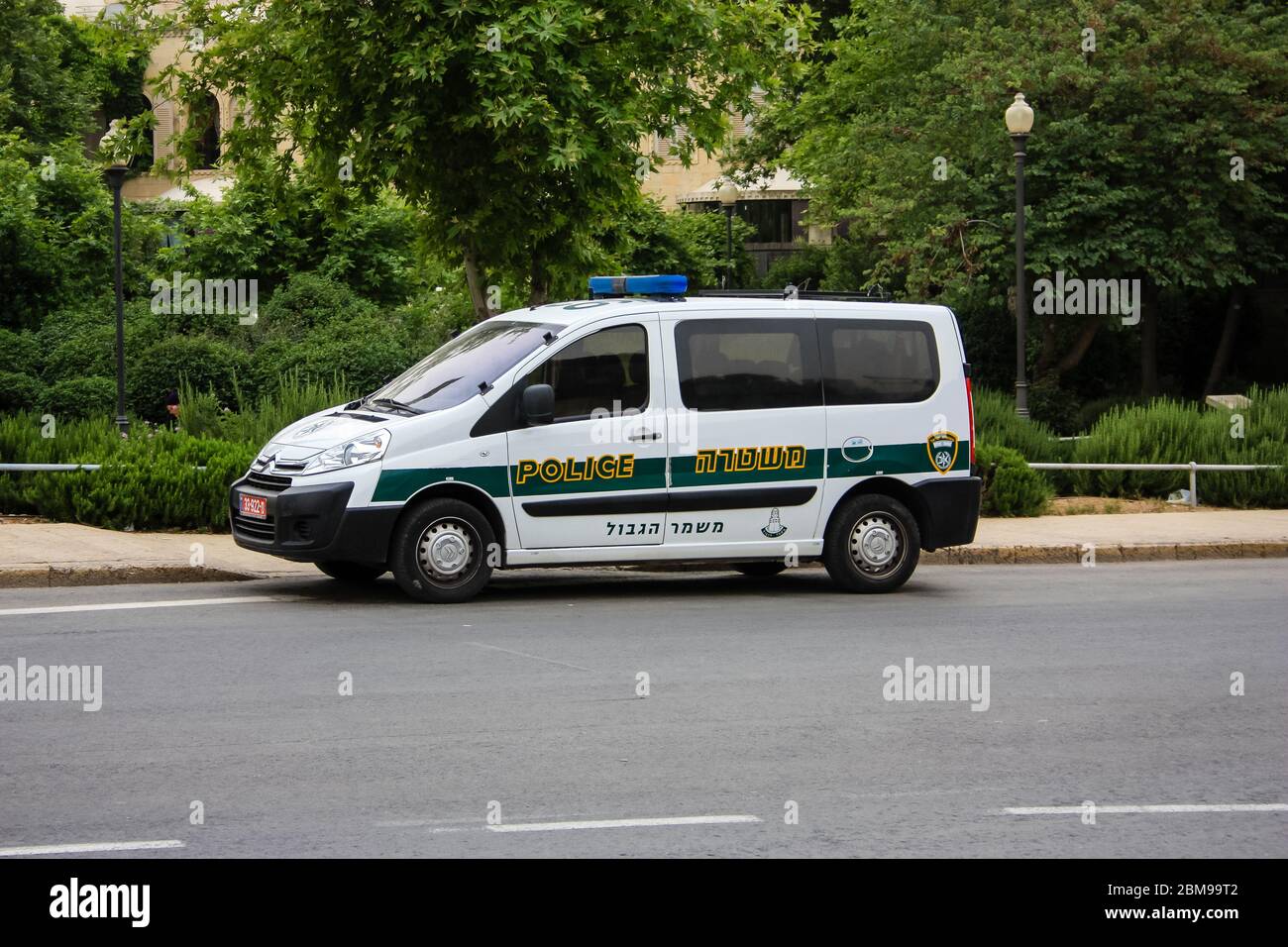 Jerusalem Israel May 10, 2018 View of a Israeli police car in the ...