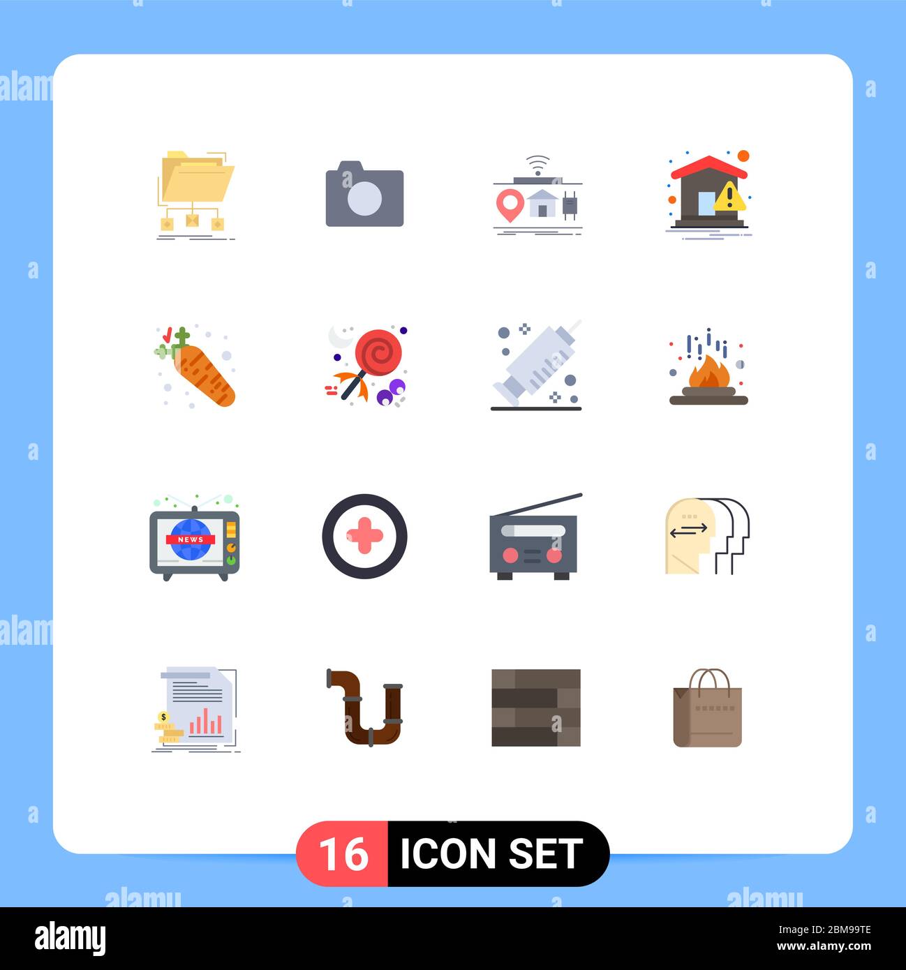 16 Creative Icons Modern Signs and Symbols of warning, notice, basic ...