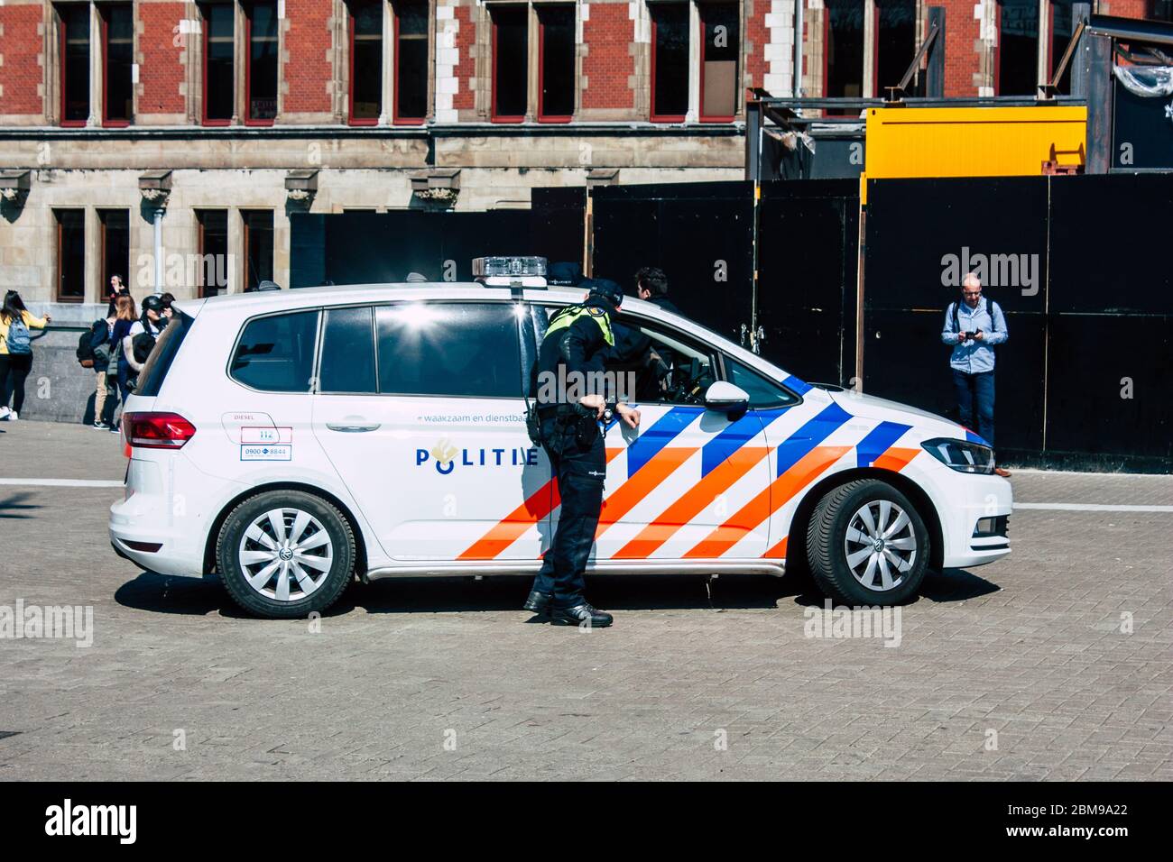 Amsterdam Netherlands April 8, 2019 View of a Dutch police car parked ...