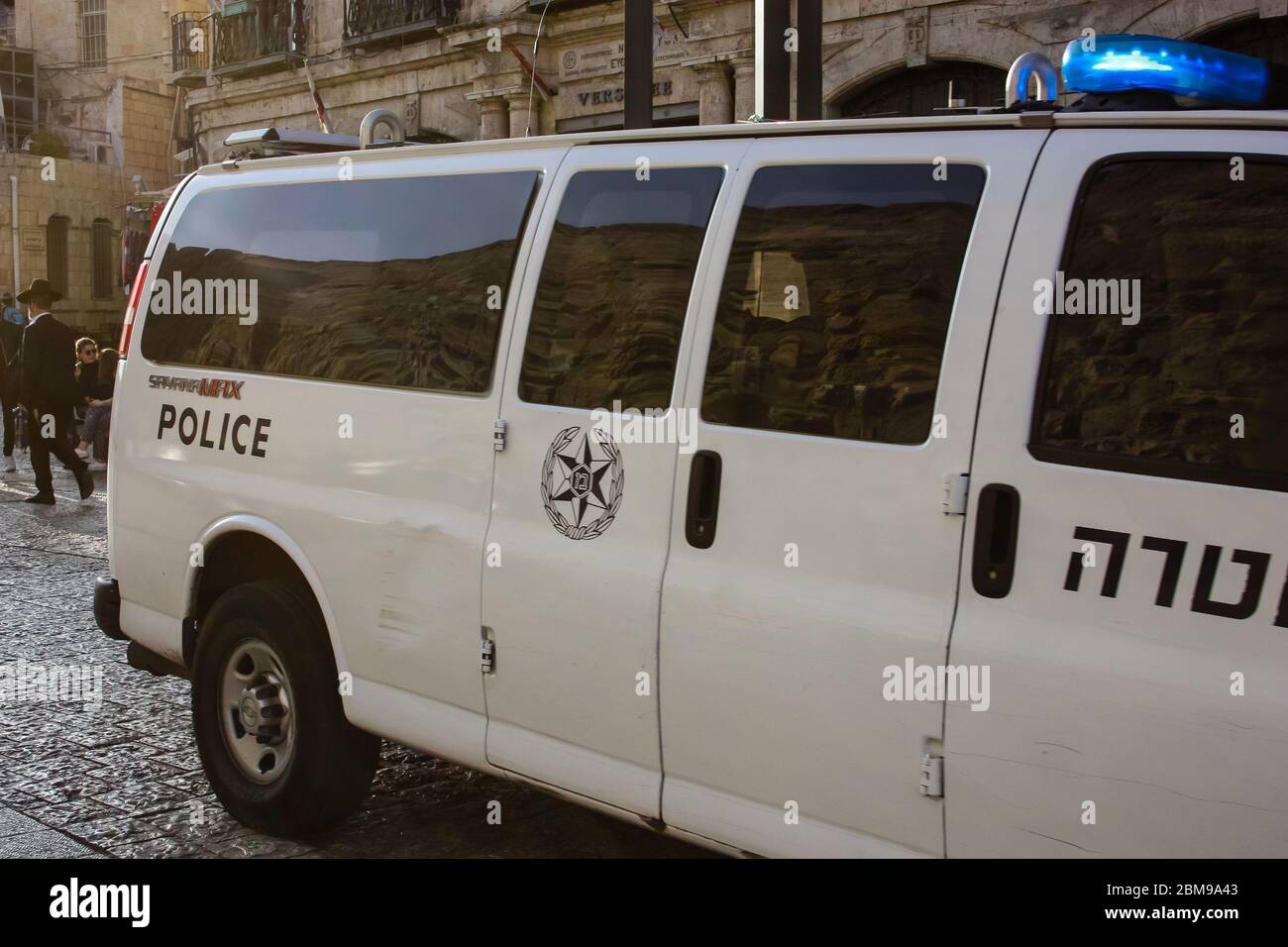 Jerusalem Israel April 16, 2018, View of a Israeli police car in the ...