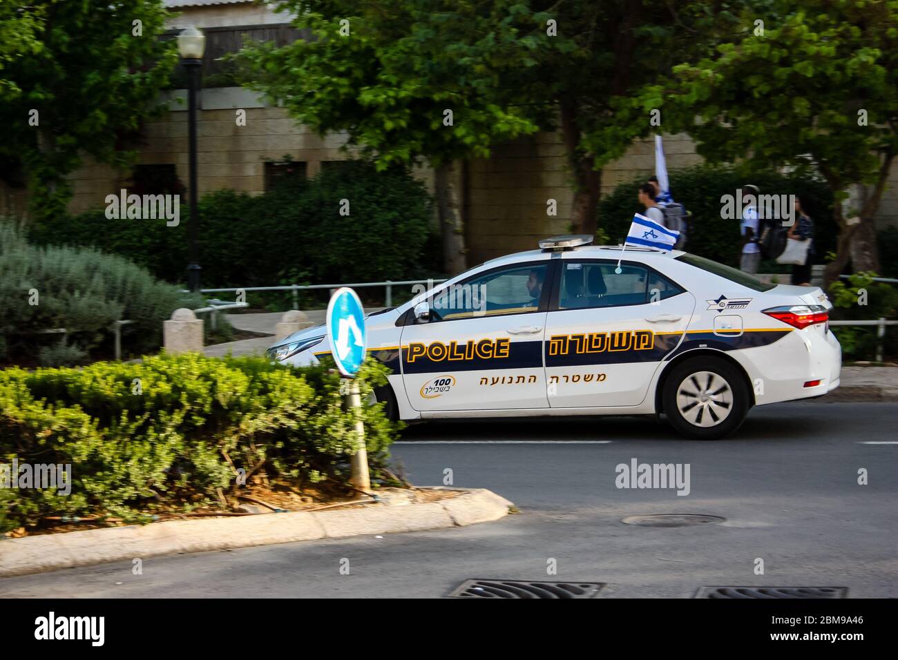 Jerusalem Israel April 16, 2018, View of a Israeli police car in the ...