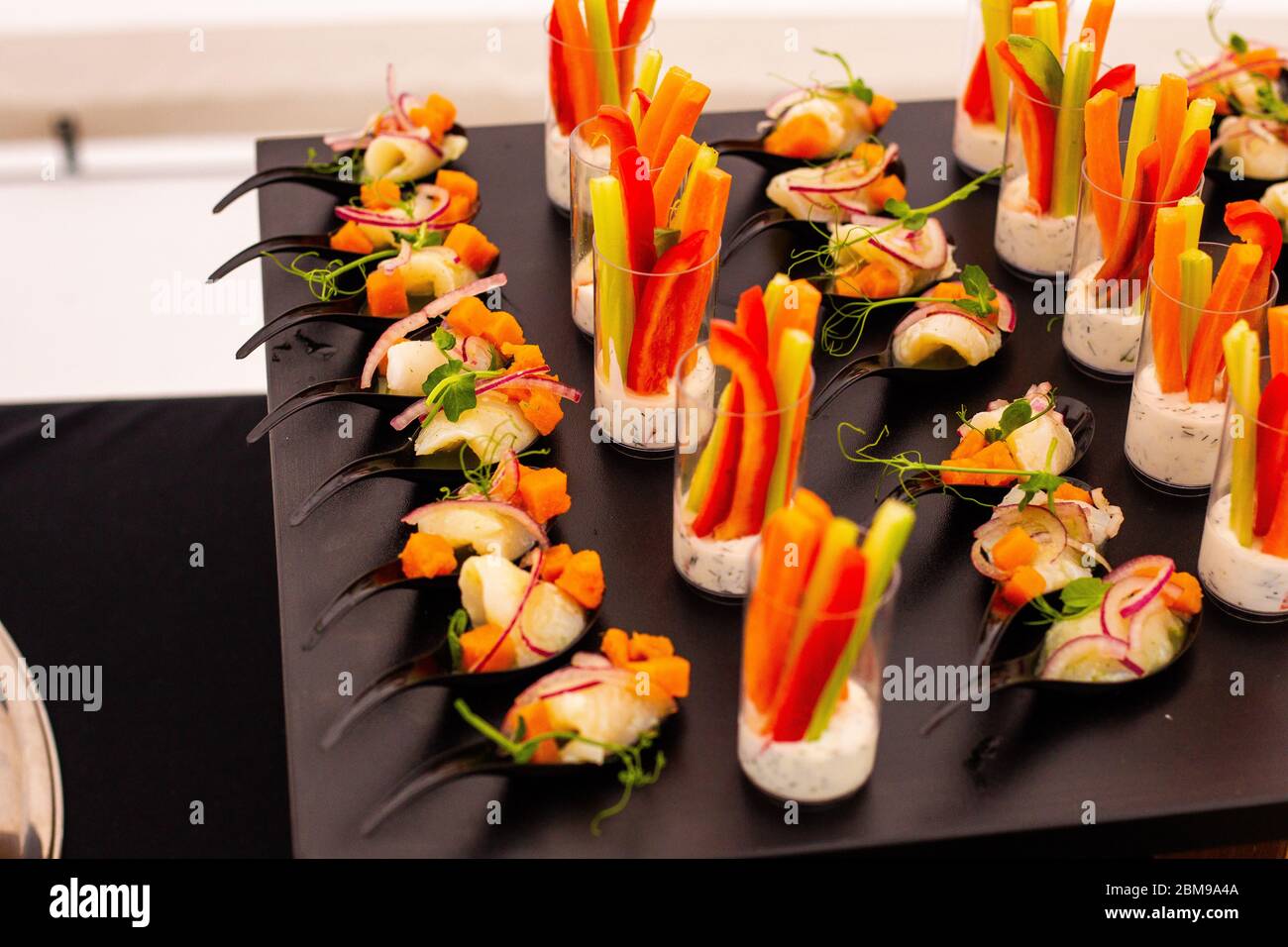 Away catering variety of luxury meals Stock Photo - Alamy
