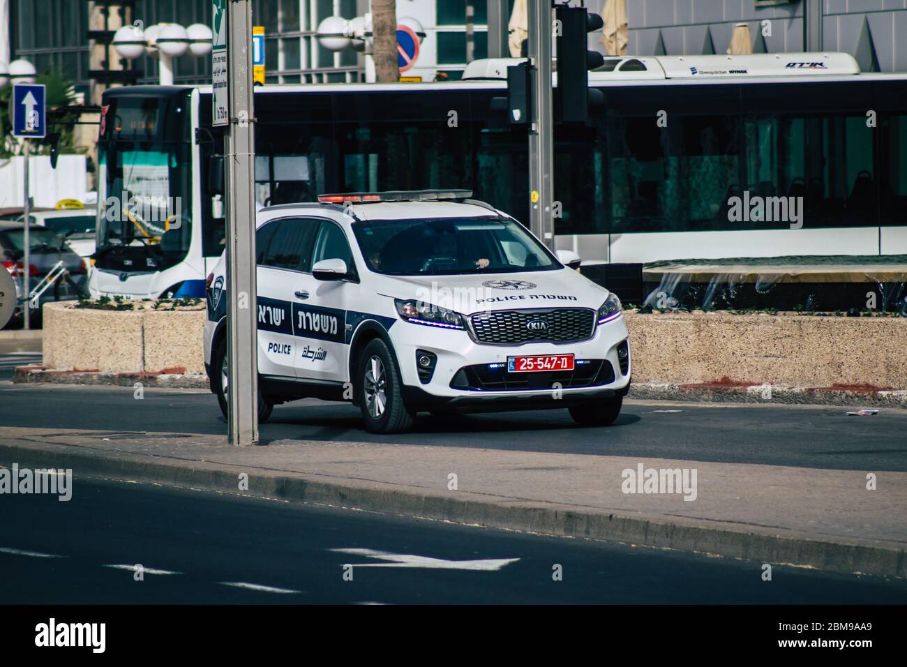 Tel Aviv January 01, 2020 View of a Israeli police car in the streets ...
