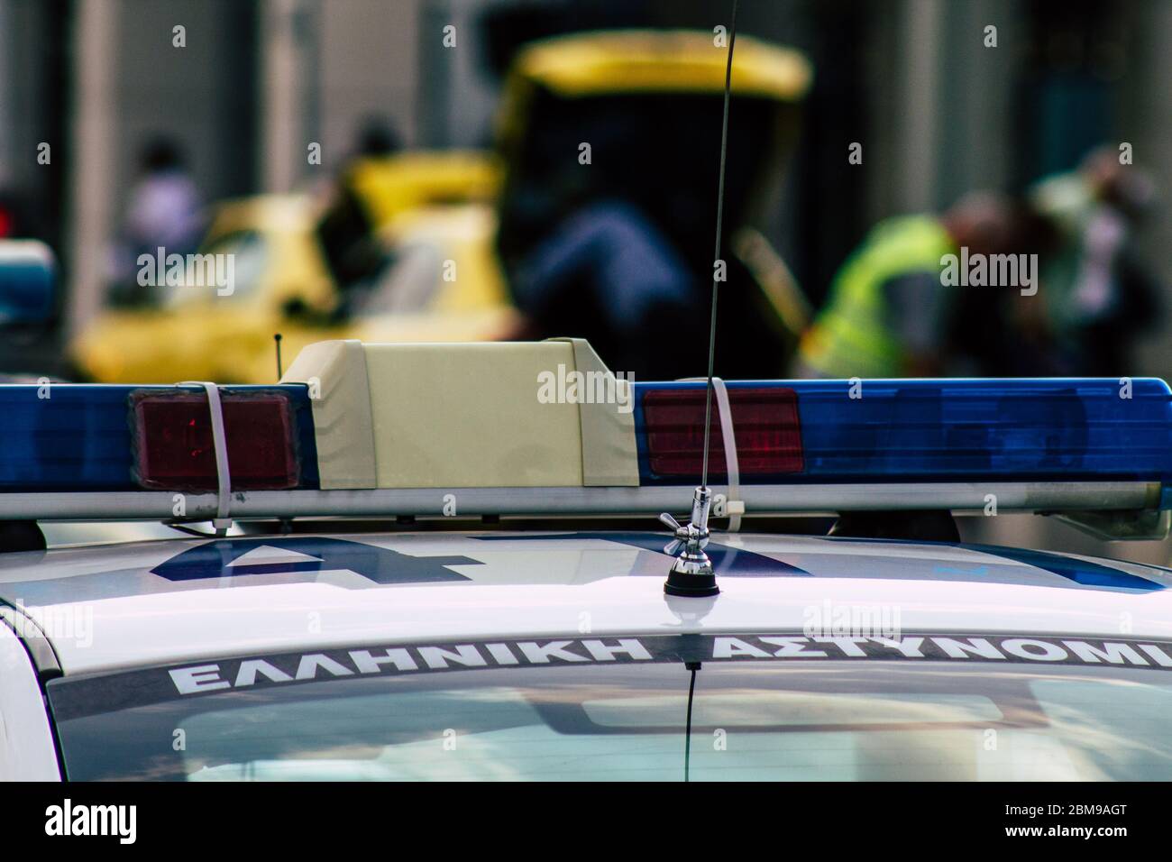 Athens Greece September 12, 2019 View of a Greek police car driving ...