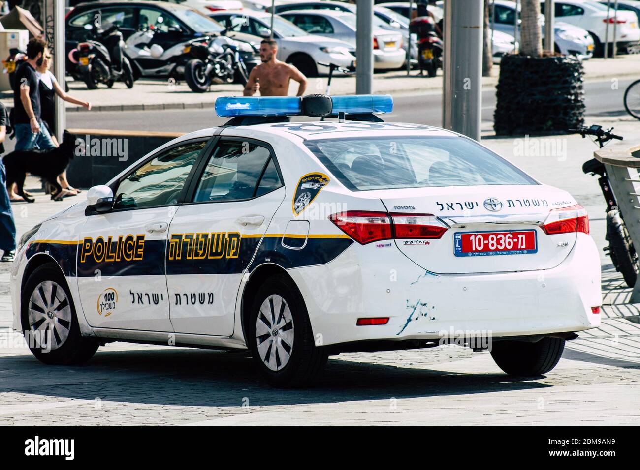 Tel Aviv Israel October 05, 2019 View of a Israeli police car parked ...