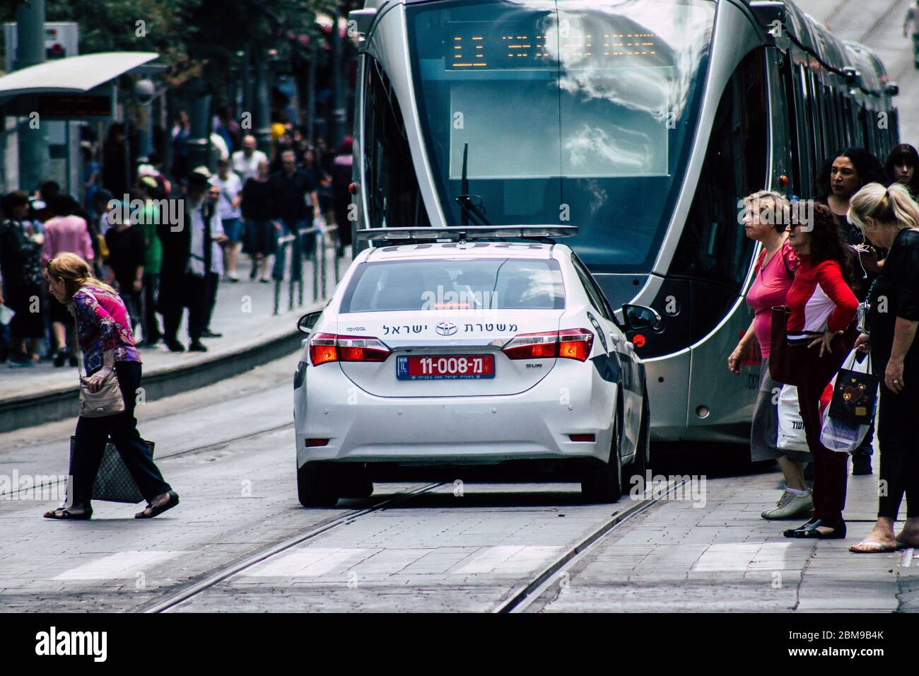 Jerusalem Israel July 2, 2019 View of a Israeli police car rolling in ...