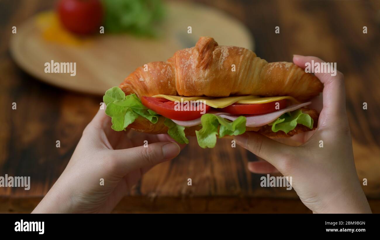 Girl sandwich ham hi-res stock photography and images - Alamy