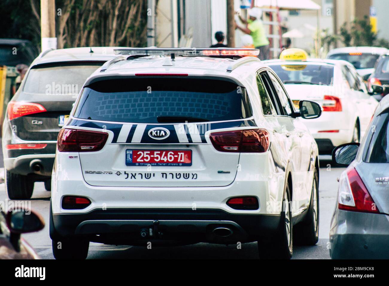 Tel Aviv Israel July 21, 2019 View of a Israeli police car parked in ...