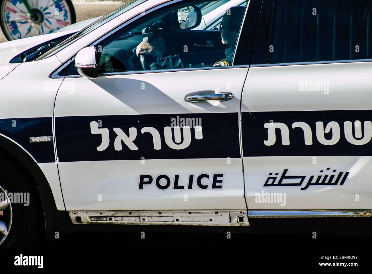 Tel Aviv January 01, 2020 View of a Israeli police car in the streets ...