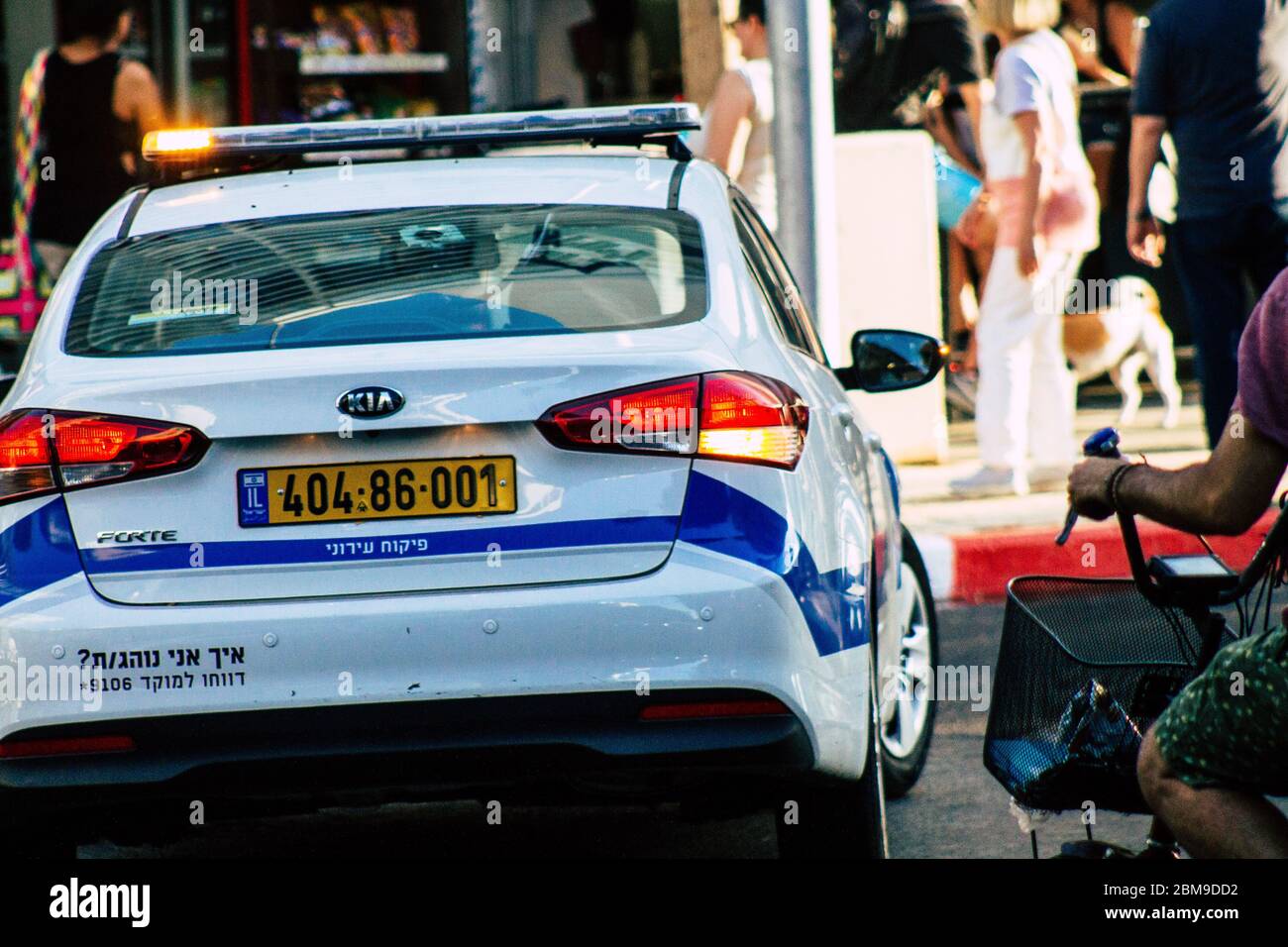 Tel Aviv Israel August 13, 2019 View of a local Israeli police car of ...