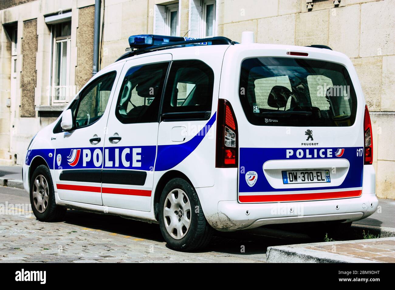 Reims France August 10, 2018 View of a french police car in the street ...