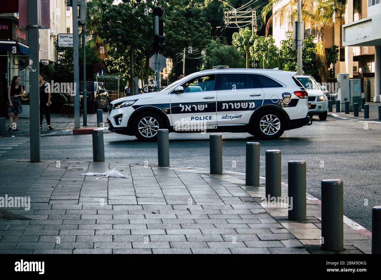 Tel Aviv Israel November 14, 2019 View of a Israeli police car rolling ...