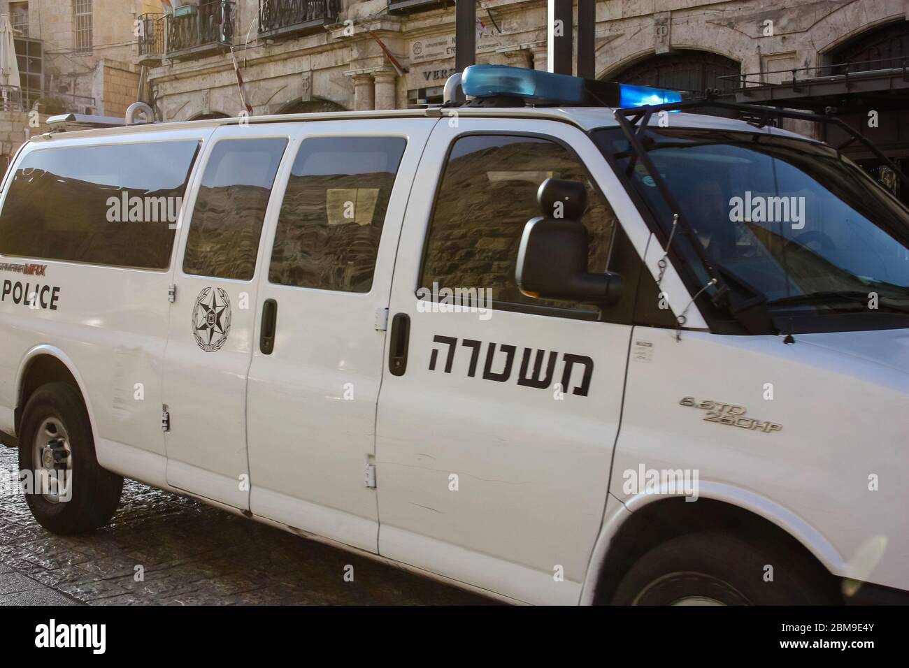 Jerusalem Israel April 16, 2018, View of a Israeli police car in the ...