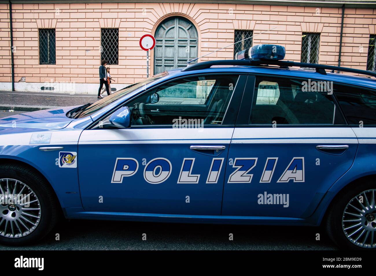 Rome Italy October 18, 2019 View of an Italian police car parked in the ...
