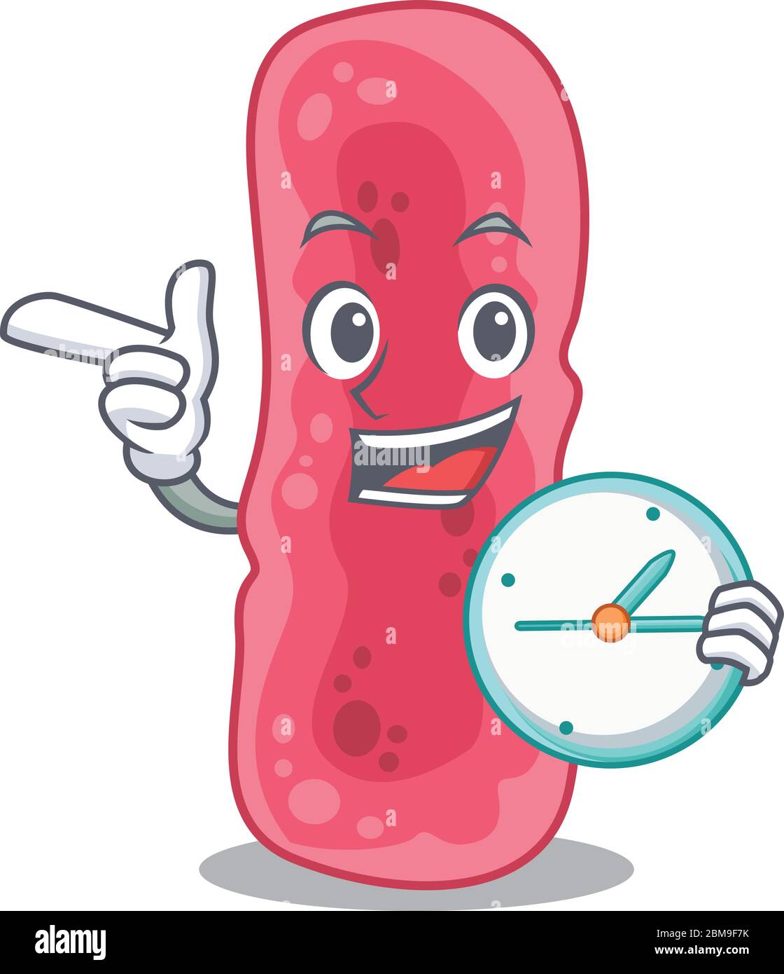 shigella sonnei mascot design concept smiling with clock Stock Vector ...
