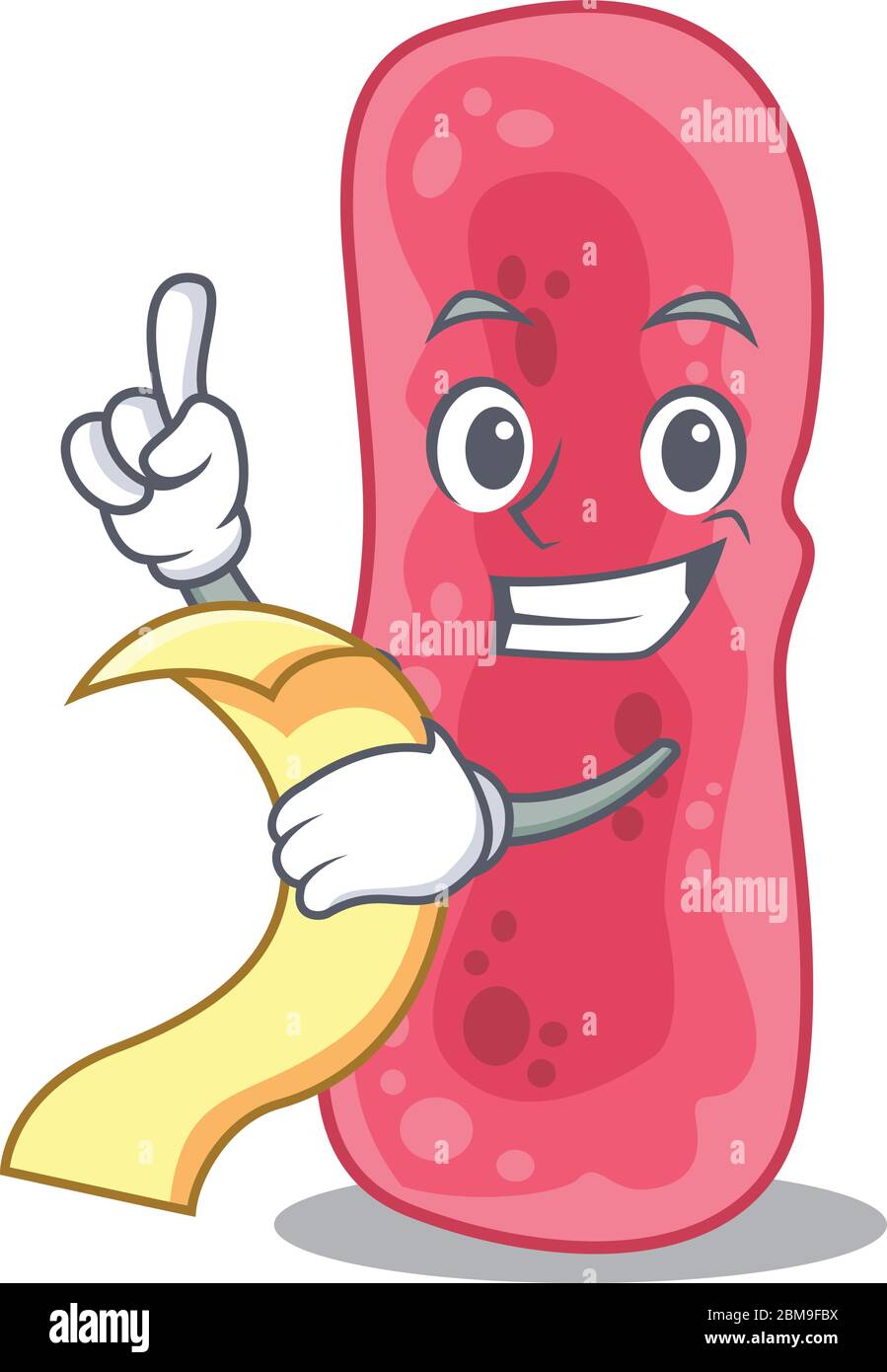 Shigella Sonnei mascot character design with a menu on his hand Stock ...