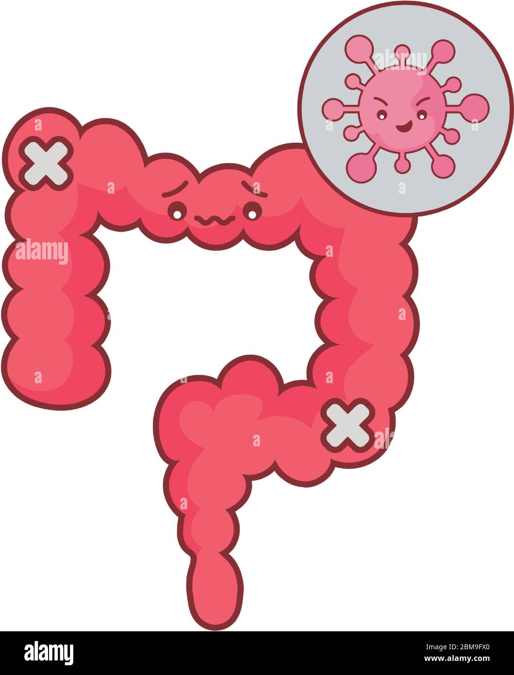 intestine and virus cartoon flat style icon design of Medical care ...