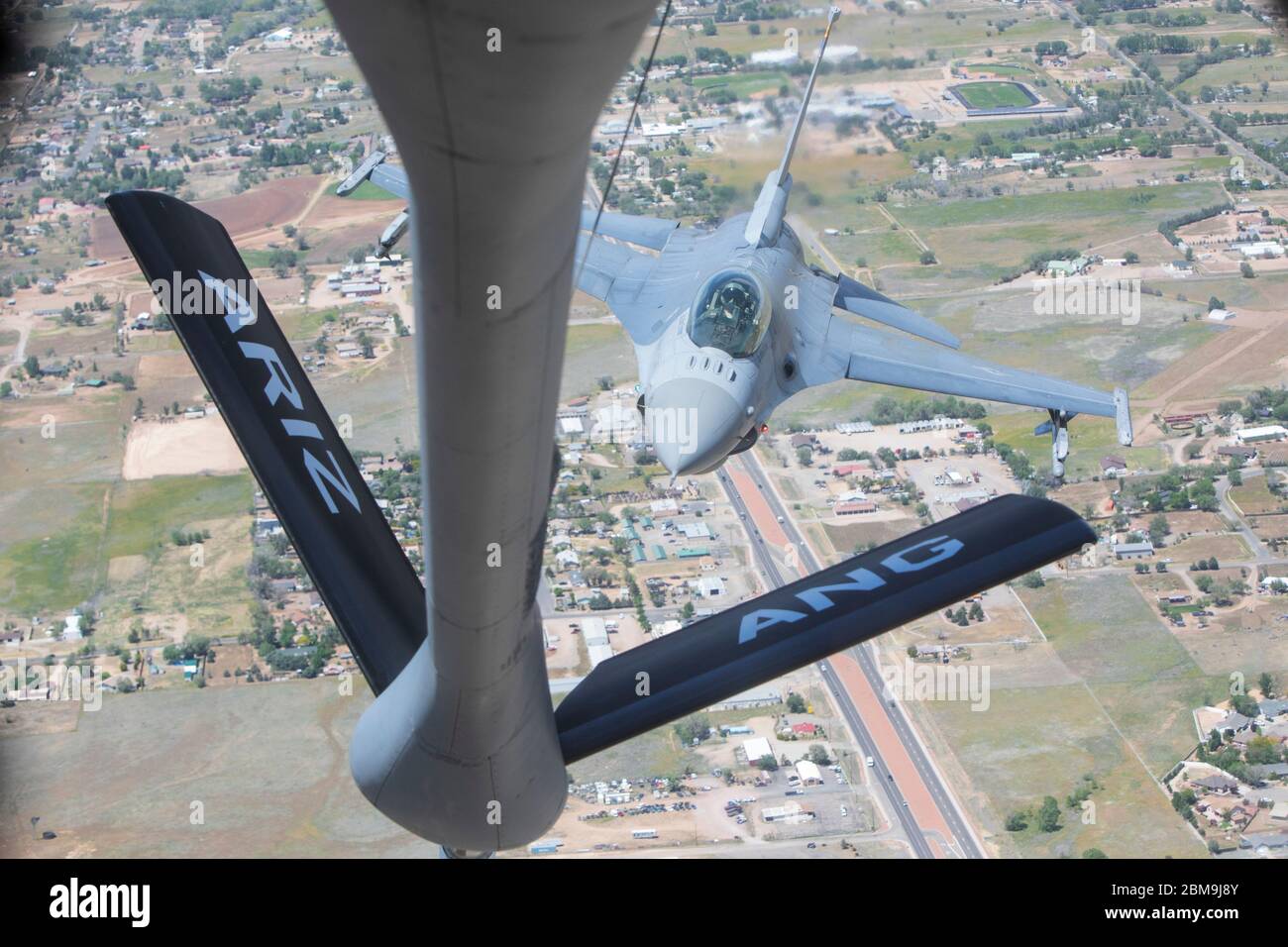 An F-16 Fighting Falcon, one of four aircraft from the Arizona Air ...