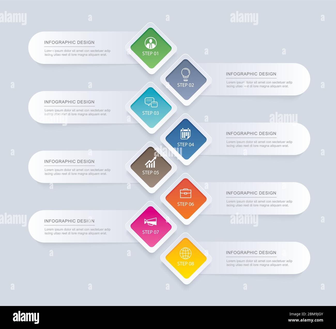 8 infographics rectangle paper index with data template. Vector ...