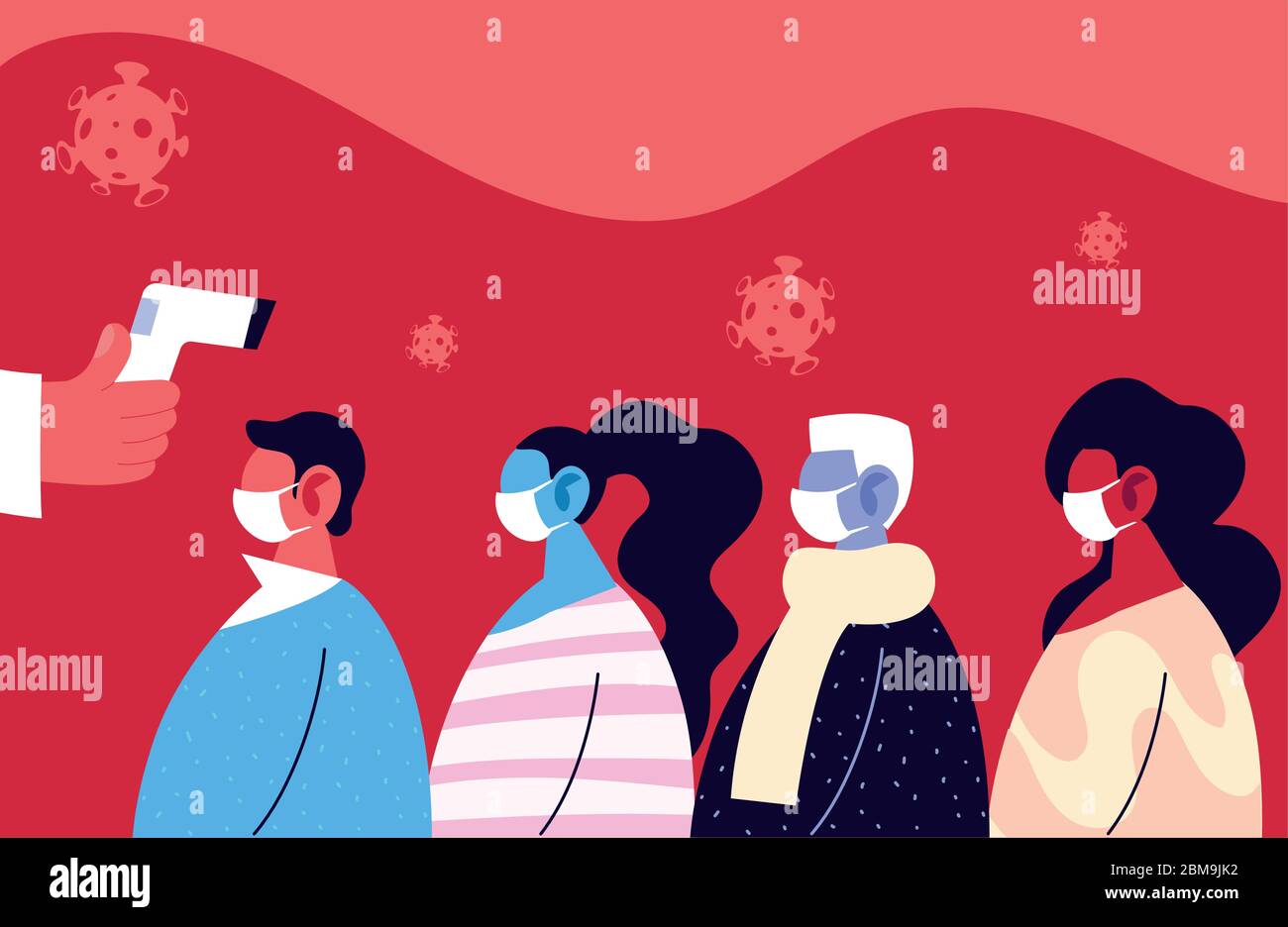 doctor check the temperature of a group of people, coronavirus ...