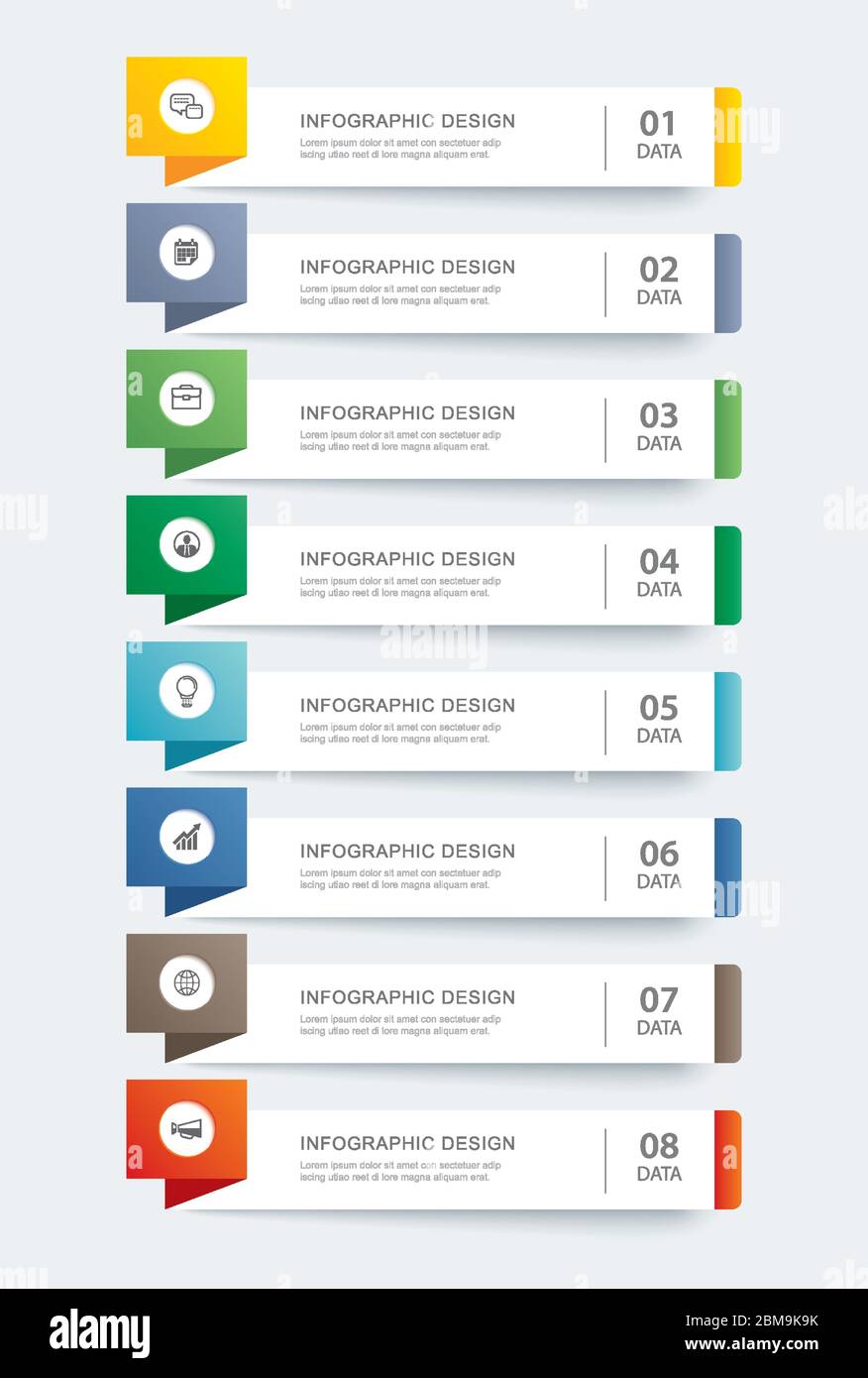 8 data infographics tab paper index template. Vector illustration ...