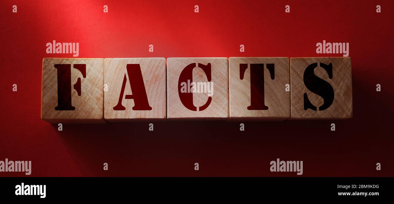 FACT Word Written In Wooden Cube. True or false fake and real facts and ...