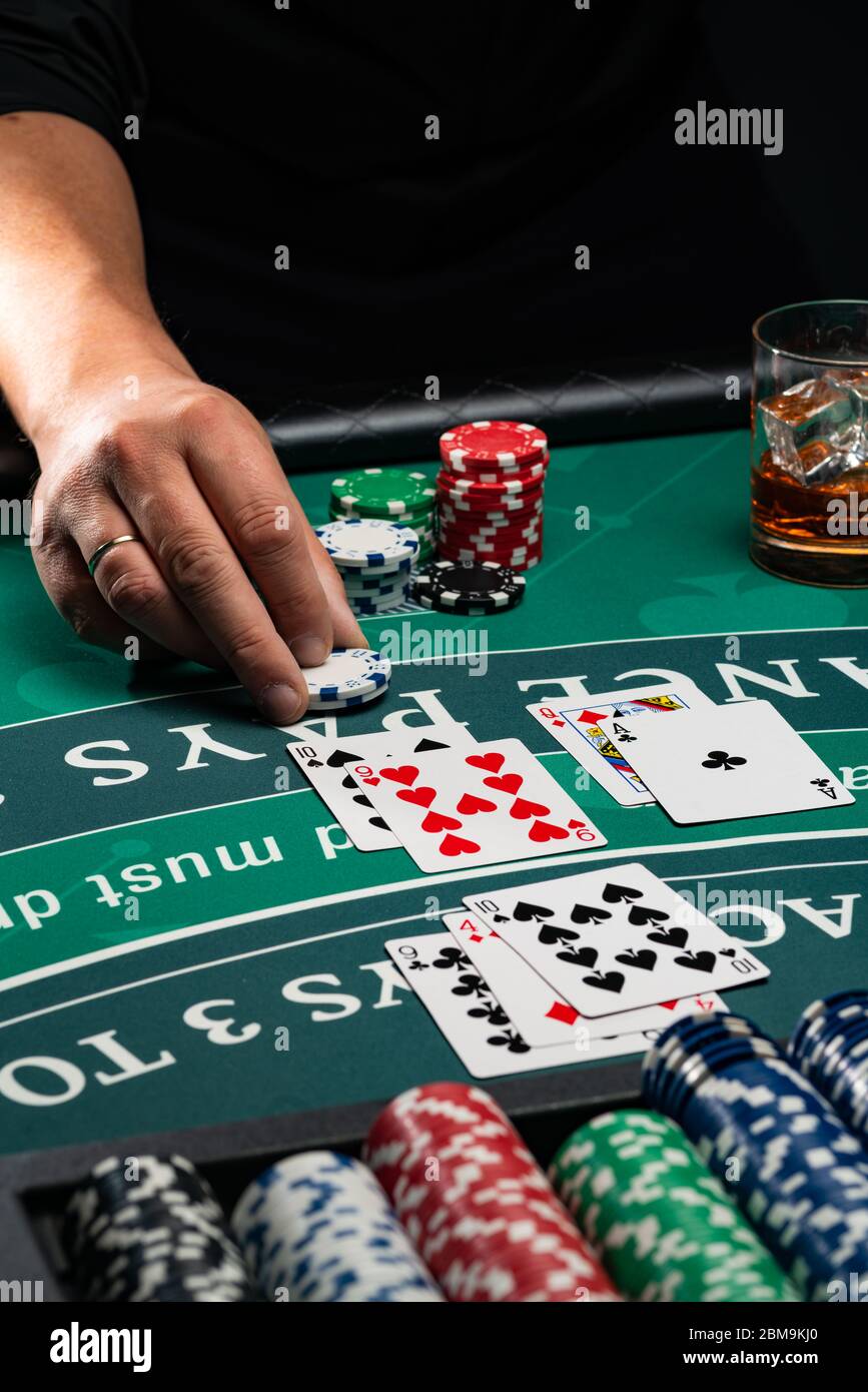 A Casino Black Jack table Stock Photo - Alamy