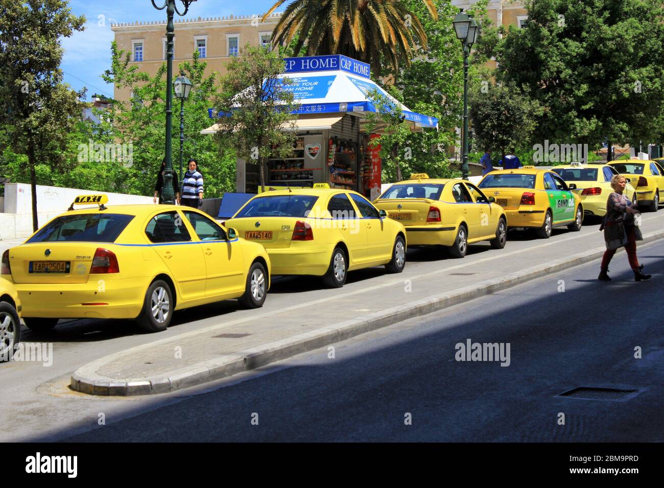Yellow taxi cab in athens hi-res stock photography and images - Alamy