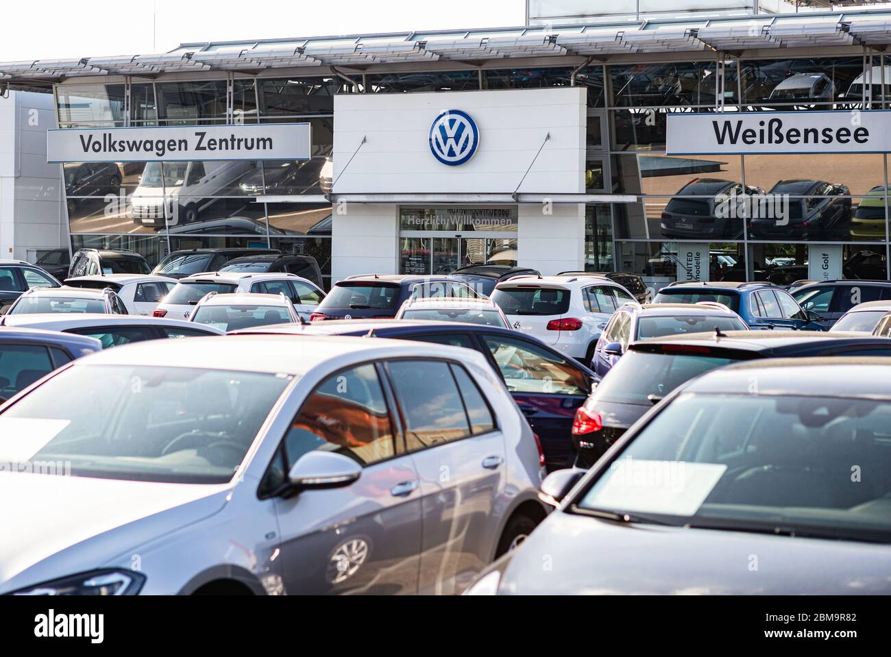 Berlin, Germany. 7th May, 2020. Vehicles are seen at a car dealership ...