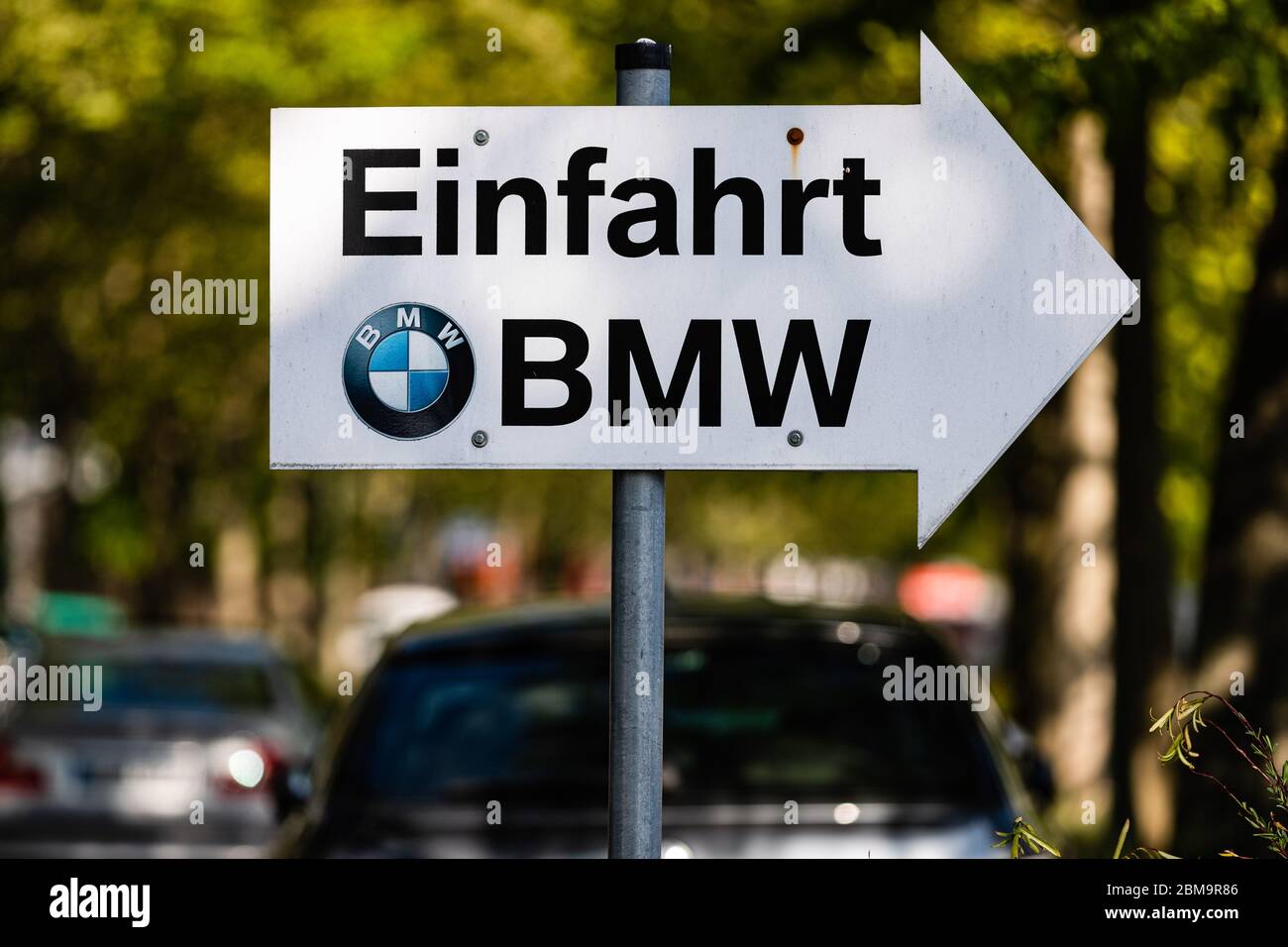 Berlin, Germany. 7th May, 2020. A sign of entrance for vehicles is seen ...