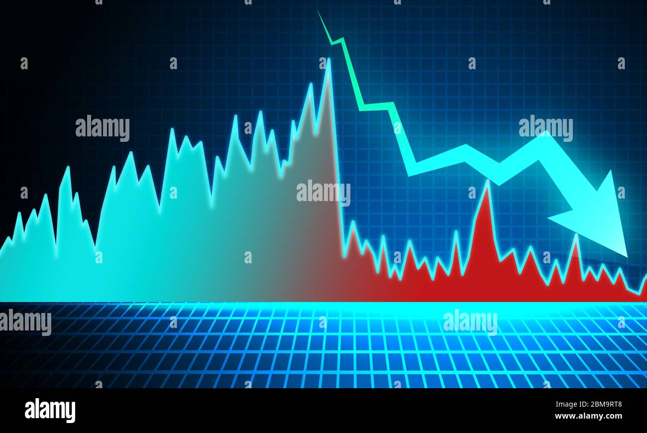 Stock markets down chart on grid background. 3d rendering Stock Photo ...