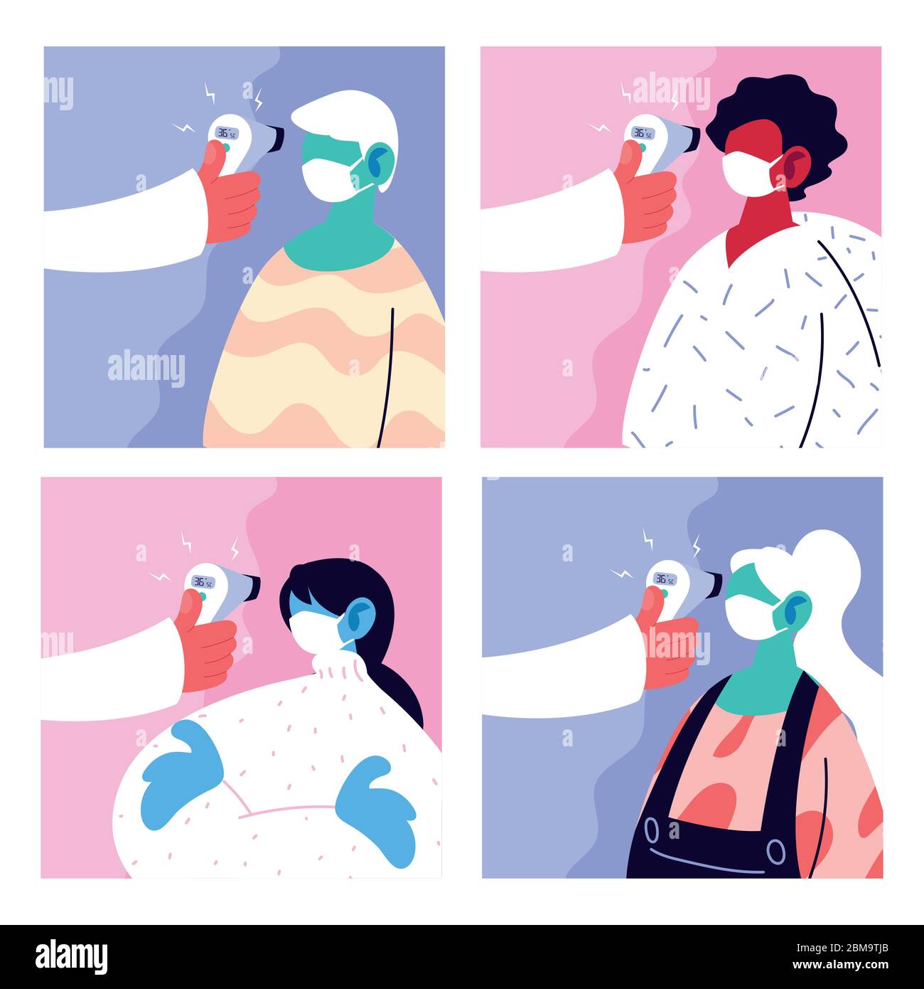 poster with a doctor what measures the temperature of people vector ...