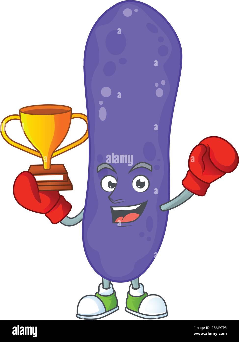Proudly face of boxing winner escherichia coli presented in cartoon ...