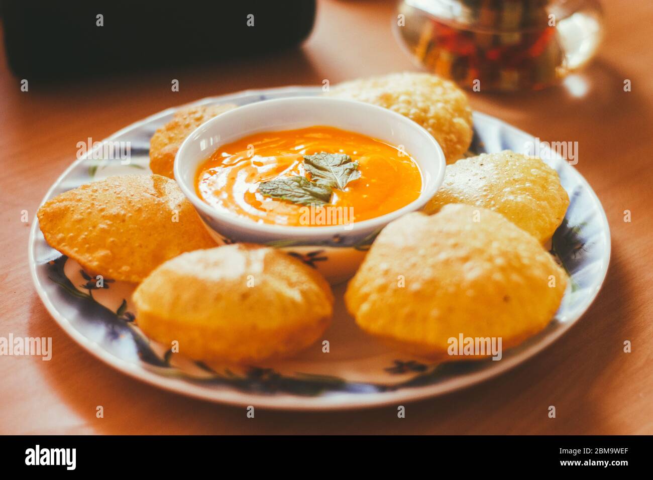 Aam Ras aka Mango Juice and Puri - India's Summer Favourite Stock Photo ...