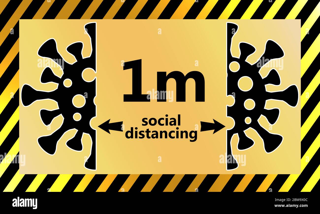 Maintain 1 meter distance for social distance, 3d rendering Stock Photo ...