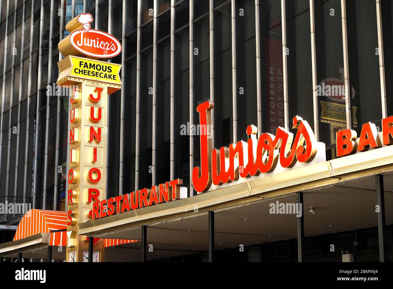 Juniors restaurant and bar logo is seen on one of their branches Stock ...