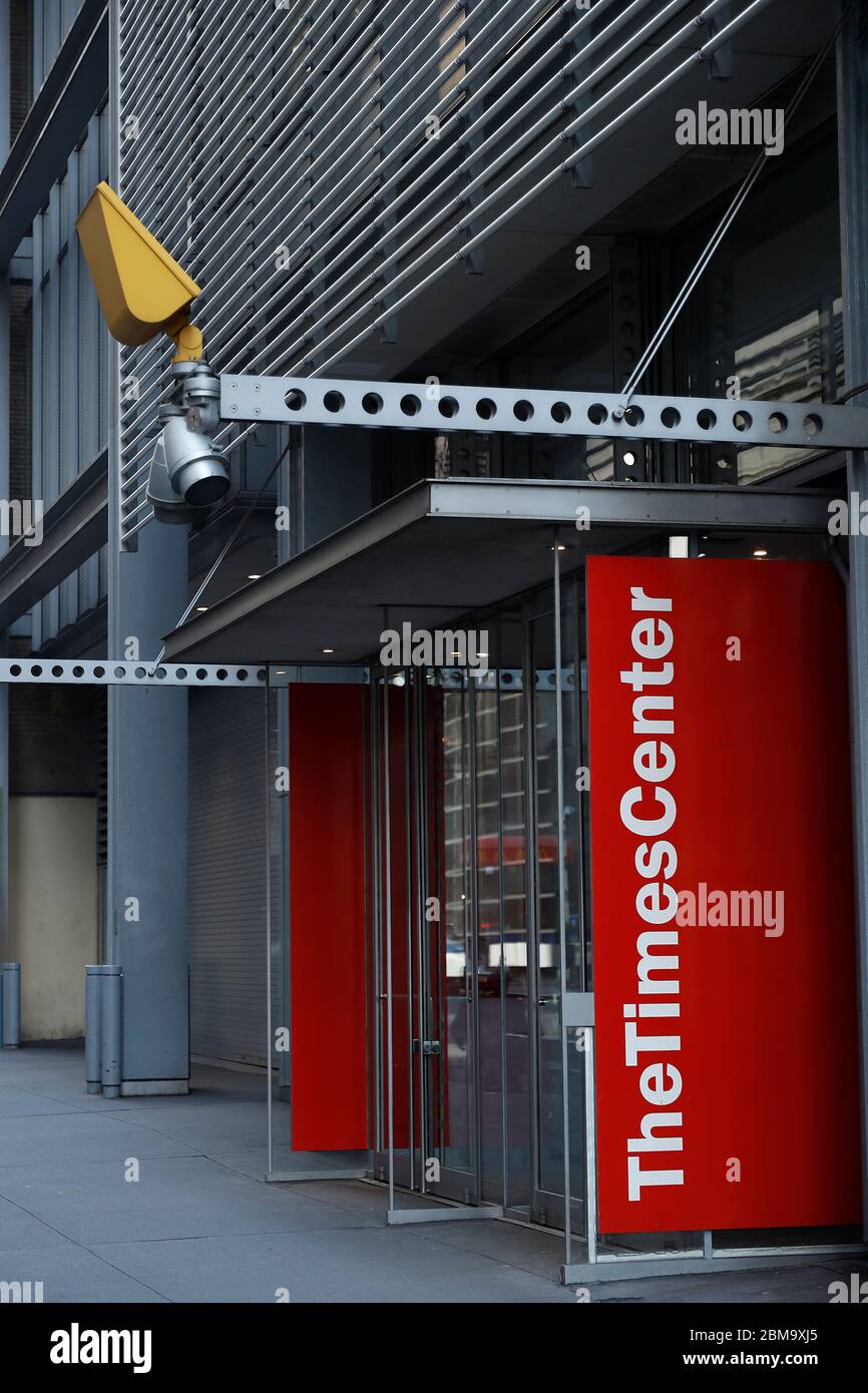 The Times Center logo is seen on the Times building Stock Photo - Alamy