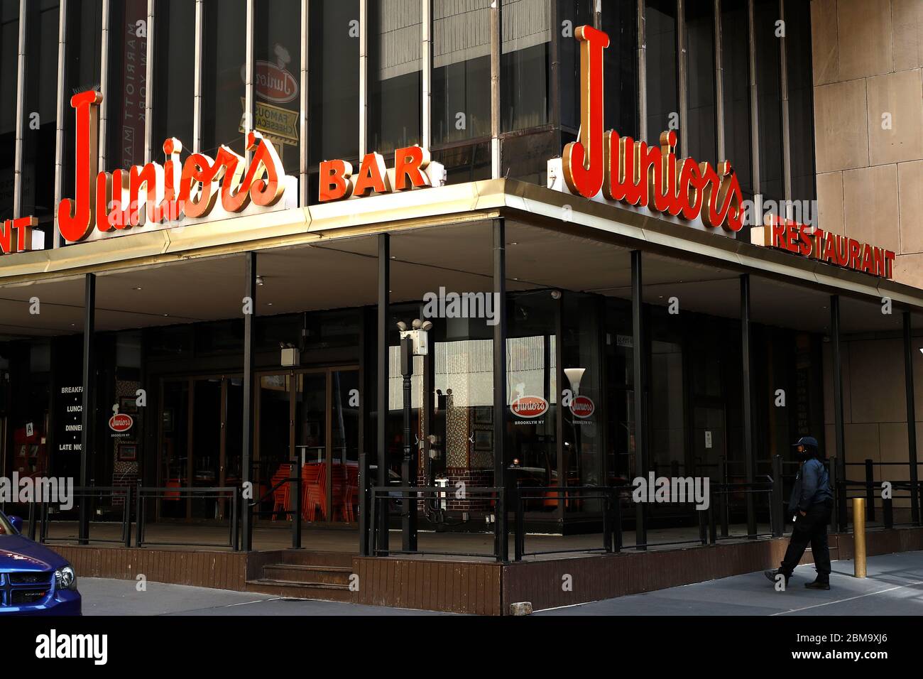 Juniors restaurant and bar logo is seen on one of their branches Stock ...