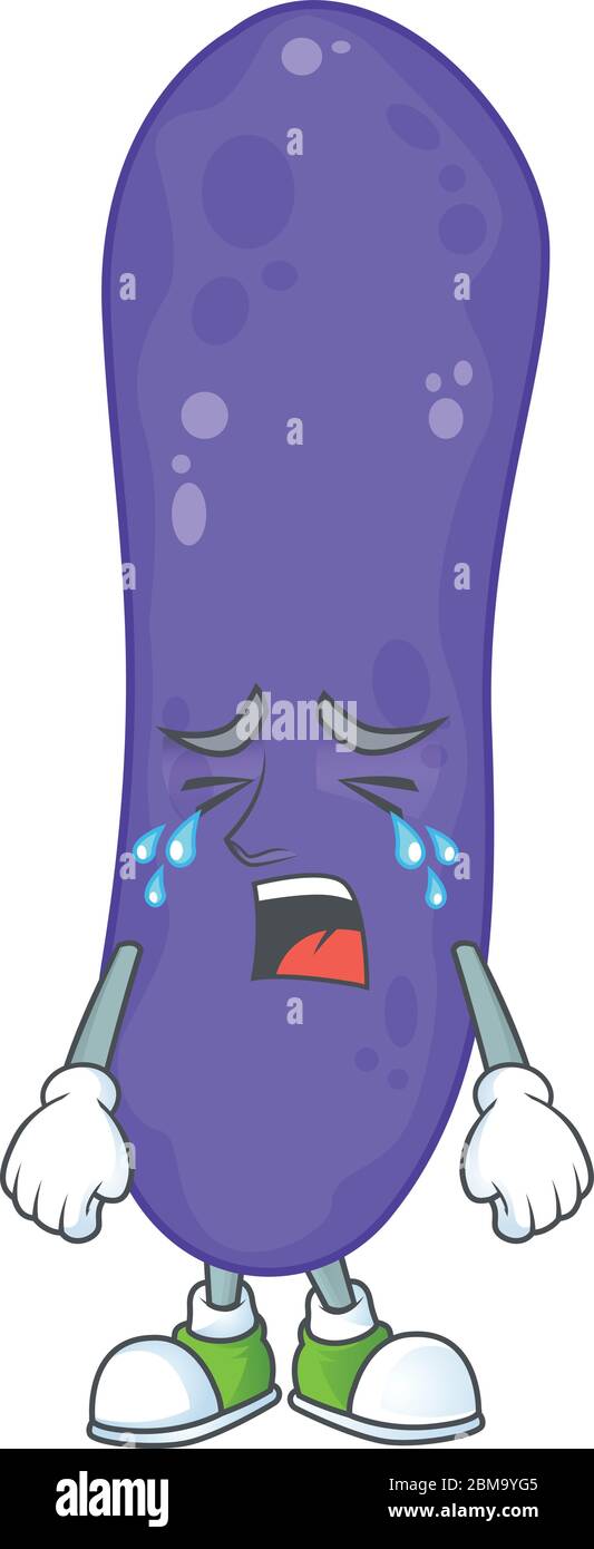 A weeping escherichia coli cartoon character concept. Vector ...