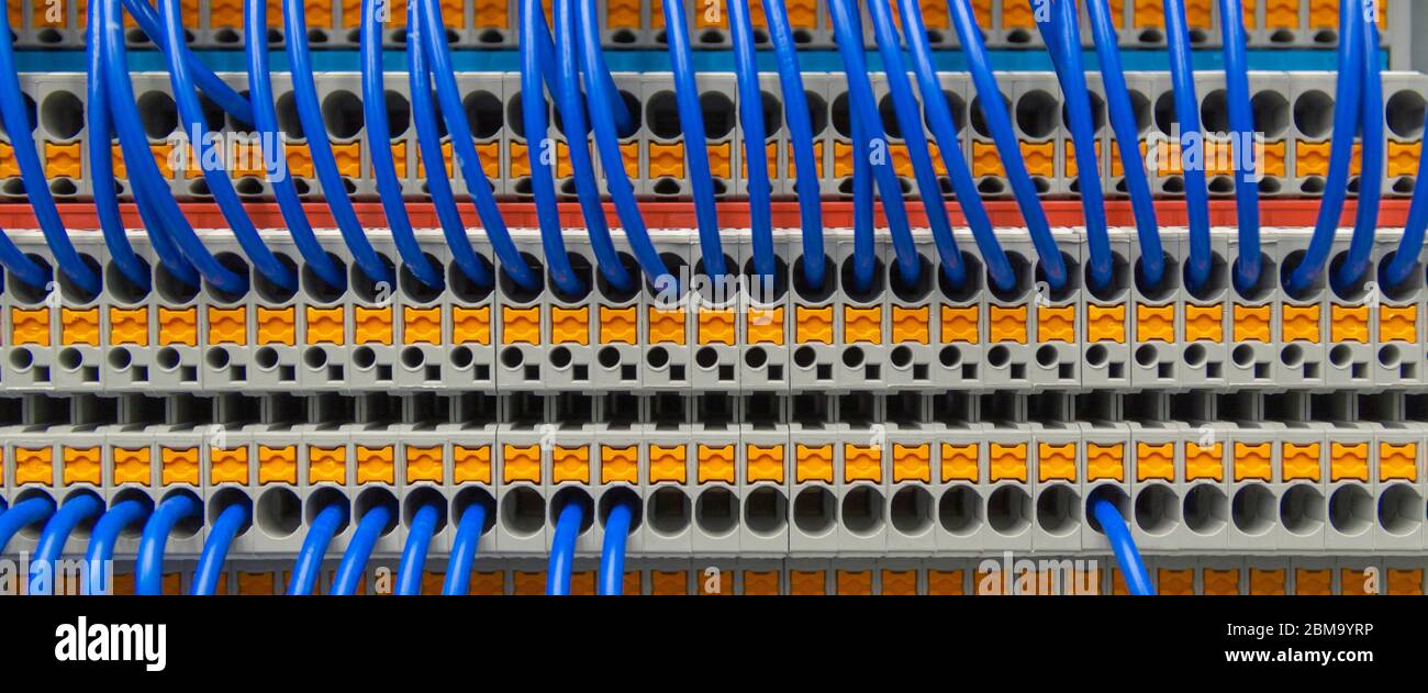 Terminal of control . Control panel assembly with wire and terminal box ...