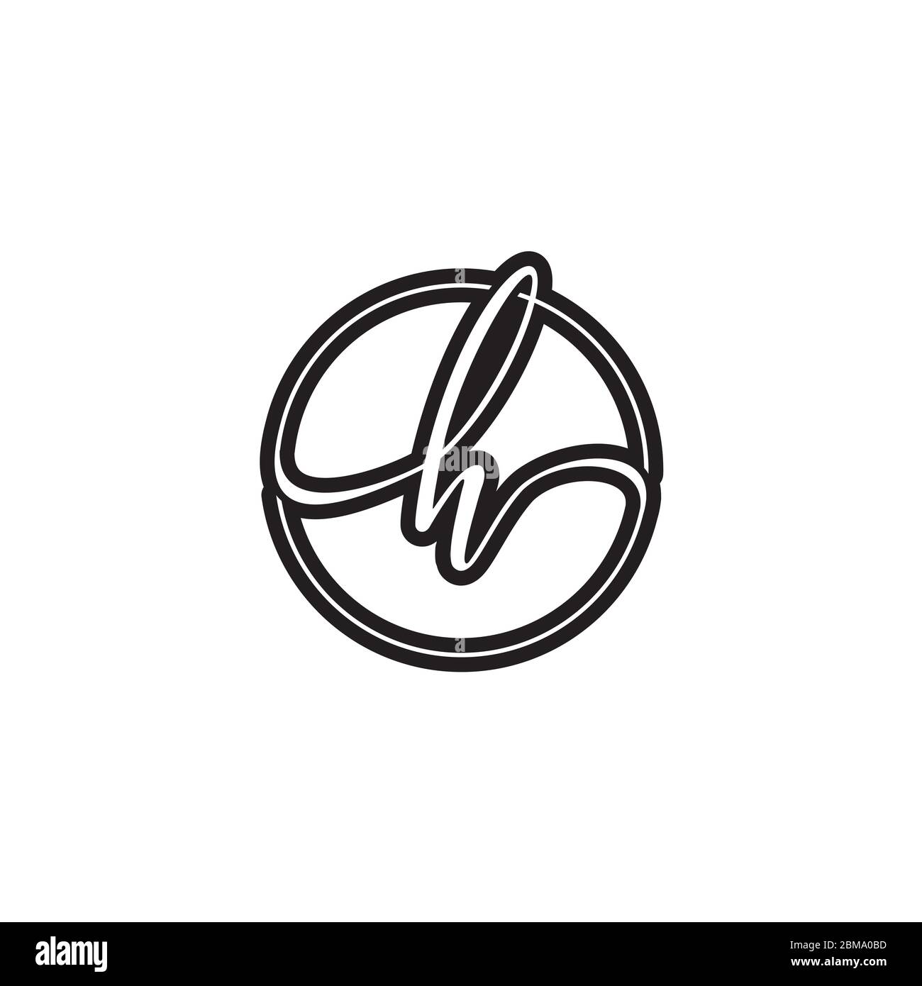 H letter script circle logo design vector Stock Vector Image & Art - Alamy