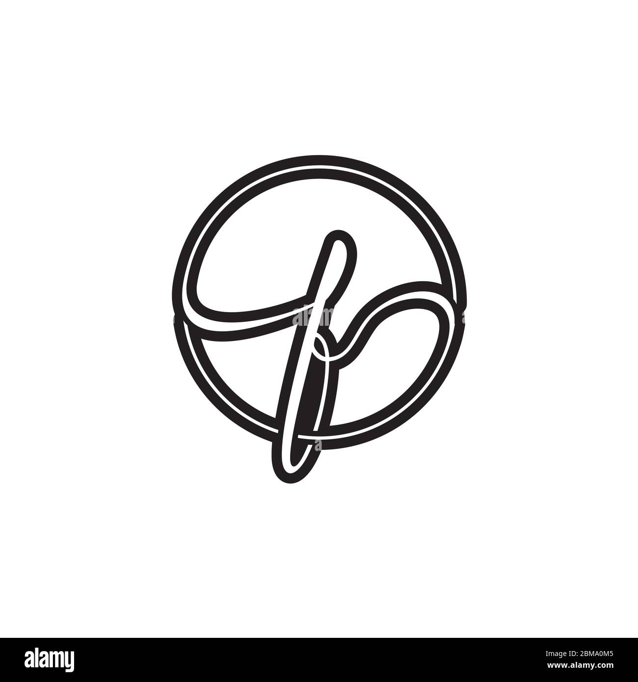 F letter script circle logo design vector Stock Vector Image & Art - Alamy