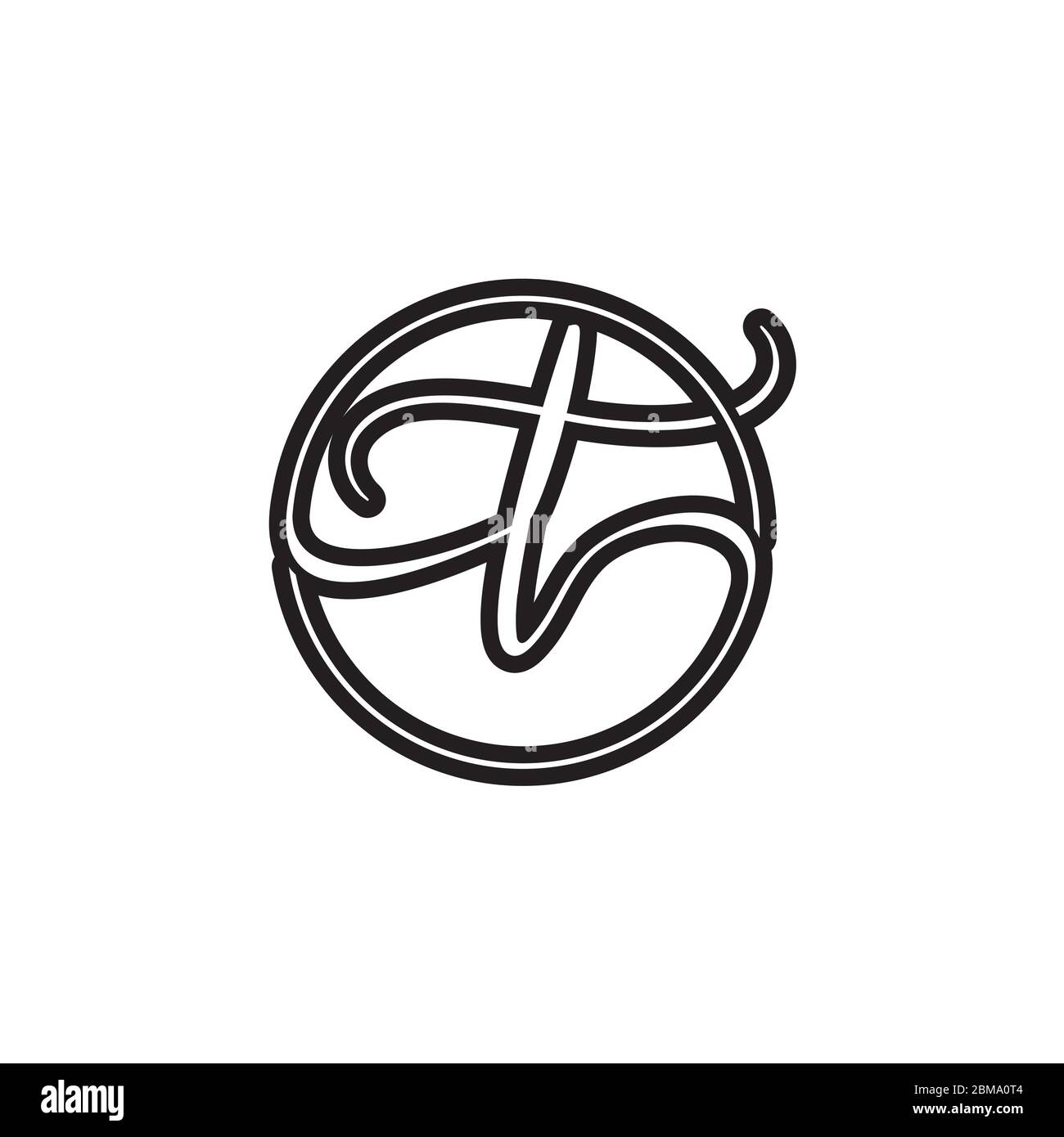 T letter script circle logo design vector Stock Vector Image & Art - Alamy