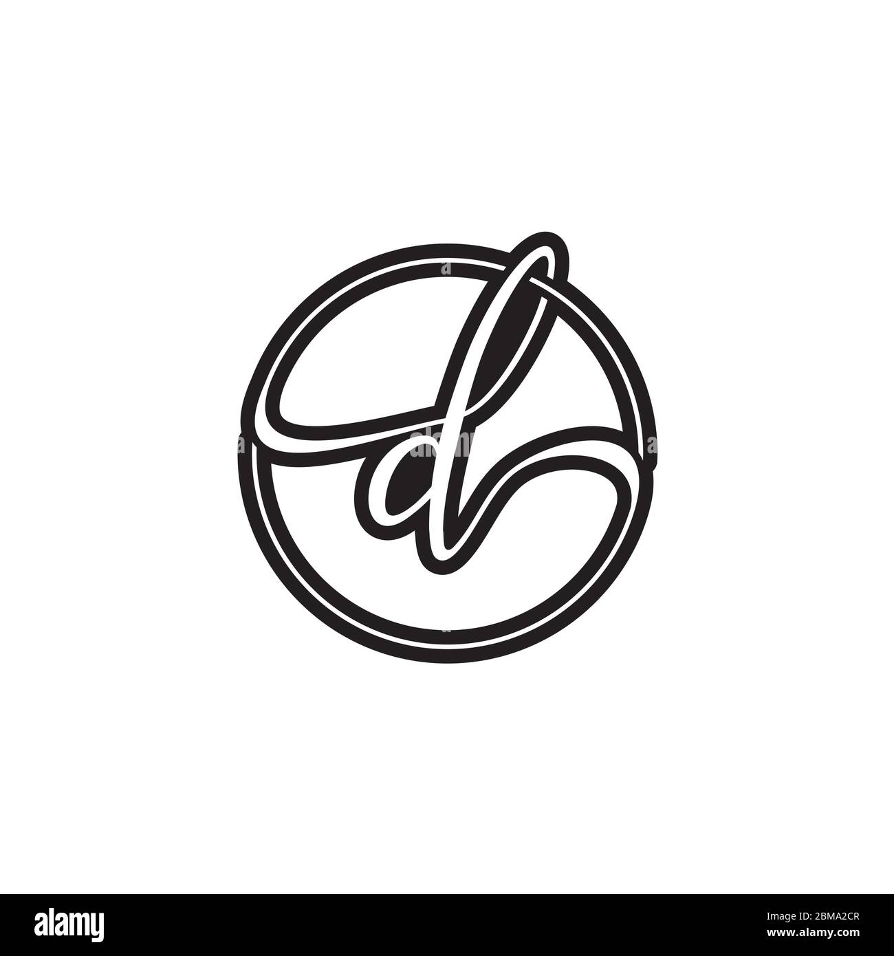 D letter script circle logo design vector Stock Vector Image & Art - Alamy