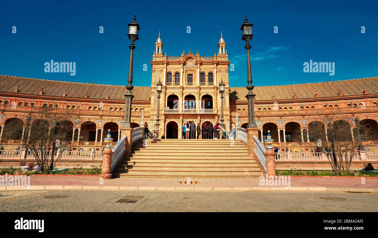 Seville, Spain - 10 February 2020 :Plaza de Espana Spain Square ...