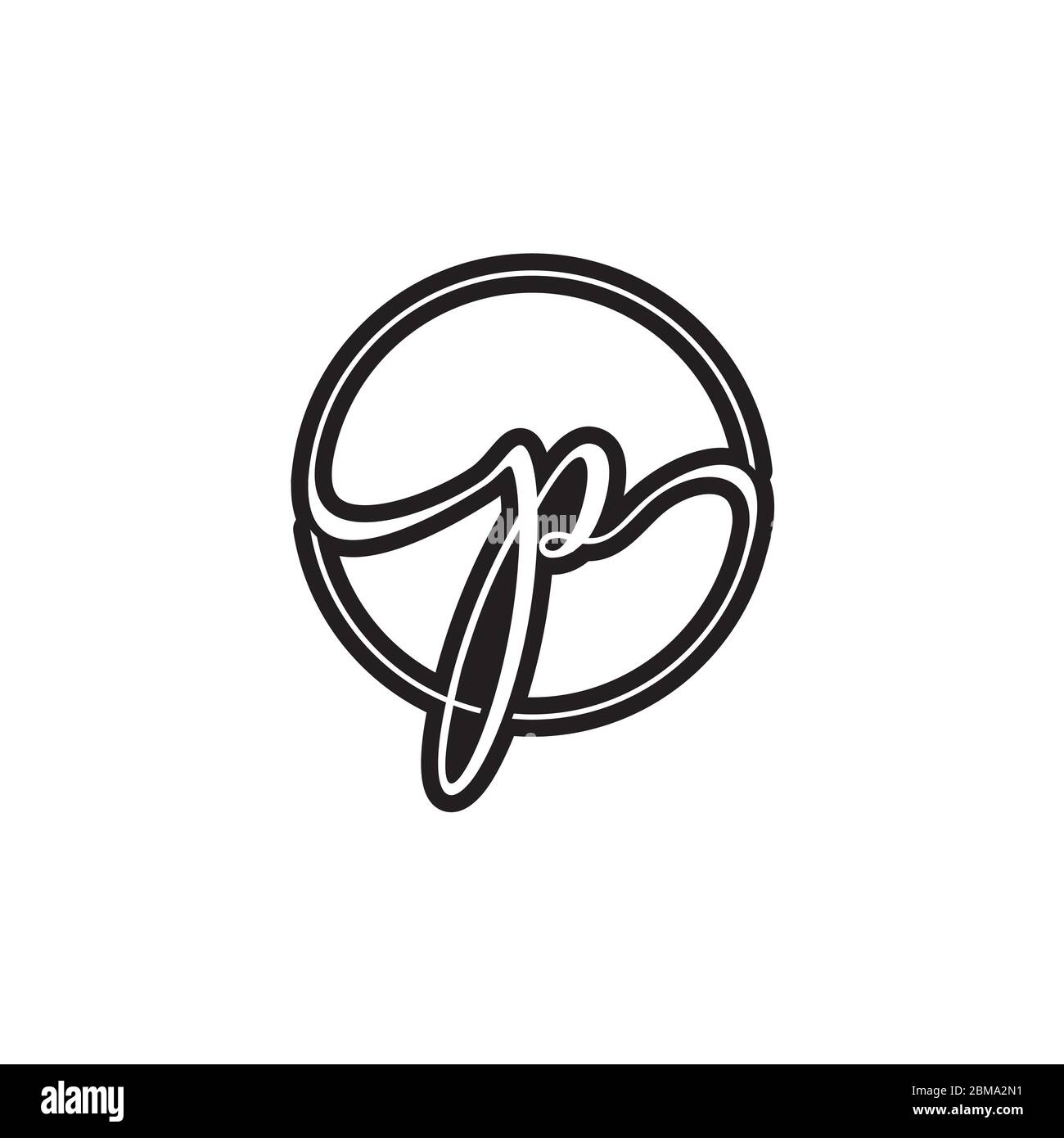 P letter script circle logo design vector Stock Vector Image & Art - Alamy