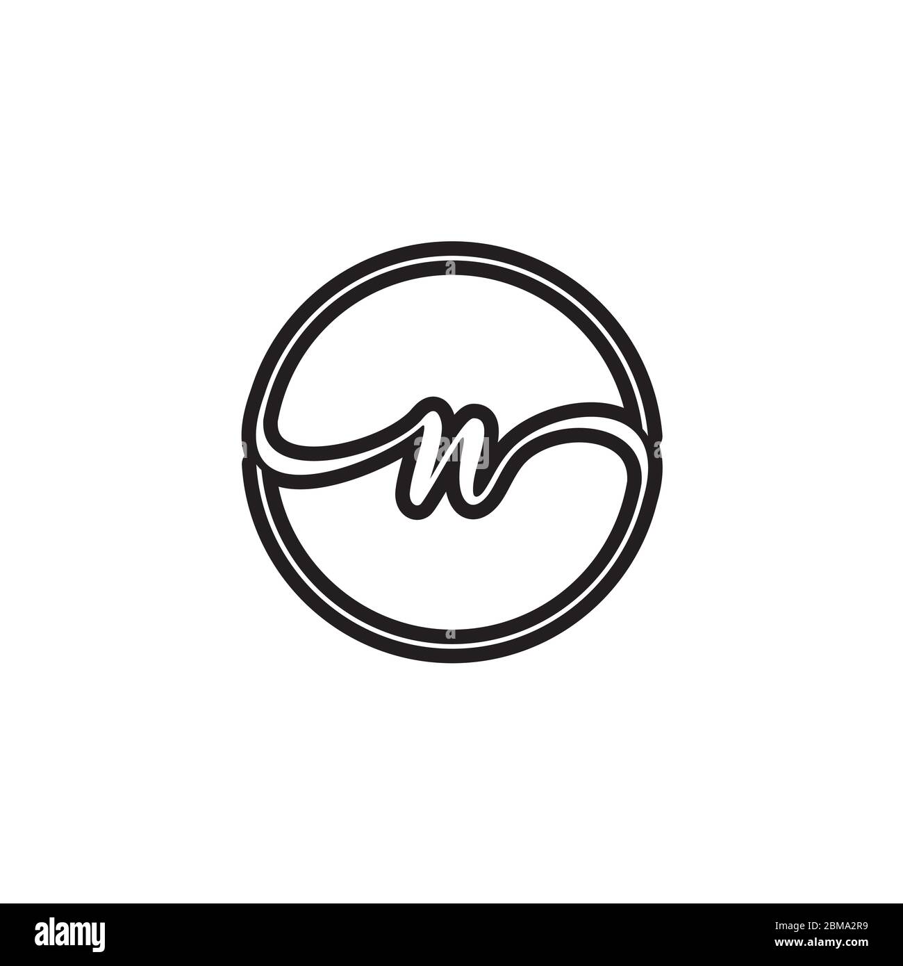 N letter script circle logo design vector Stock Vector Image & Art - Alamy