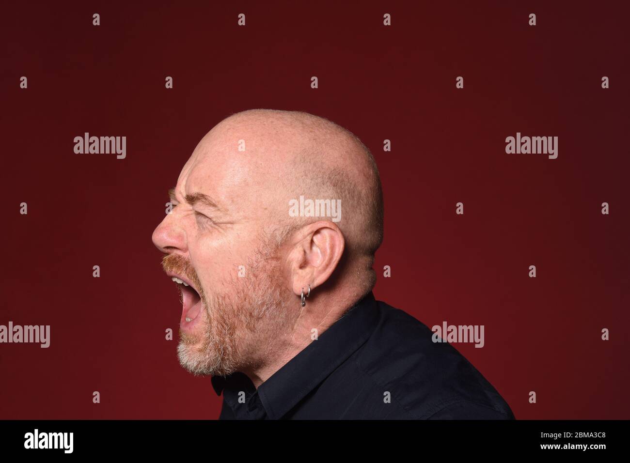 Concept screaming face to face profile hi-res stock photography and ...