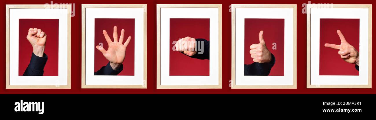 set of photos of signs with hands Stock Photo - Alamy